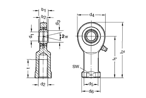 Embouts à rotule étroits avec filetage intérieur DIN 648-E | Hanser AG